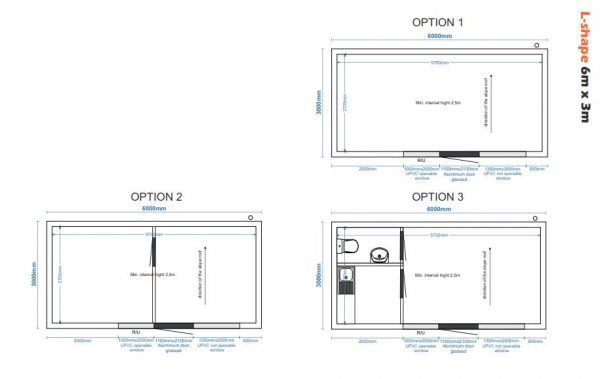 L-Shape 6m x 5m/ 20ft x 16.5ft Portable office, Site cabin, Marketing ...
