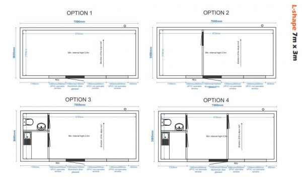L-Shape 6m x 5m/ 20ft x 16.5ft Portable office, Site cabin, Marketing ...